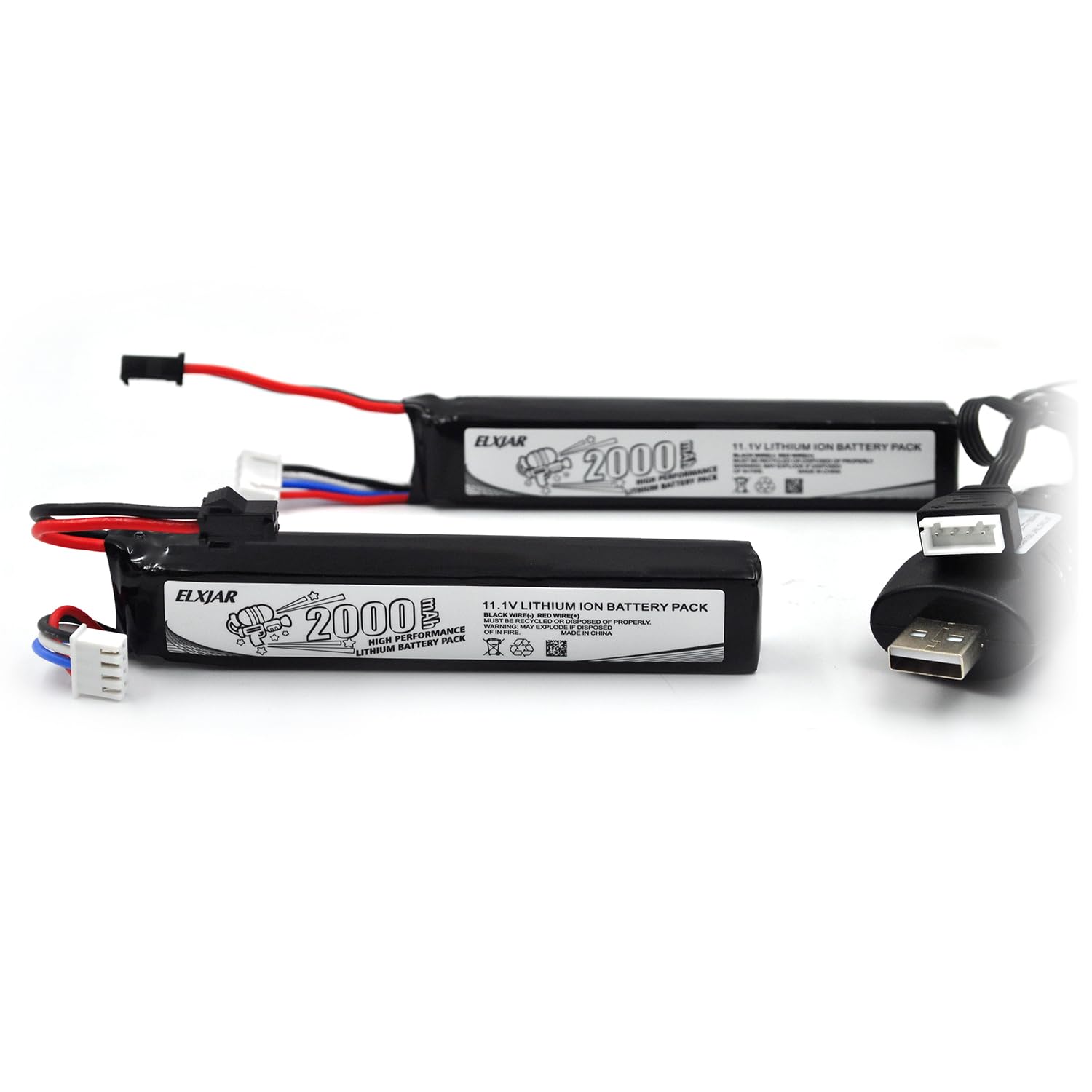 Amazon.com: elxjar (2-Pack) 11.1V 700mAh Lipo Airsoft Battery ...