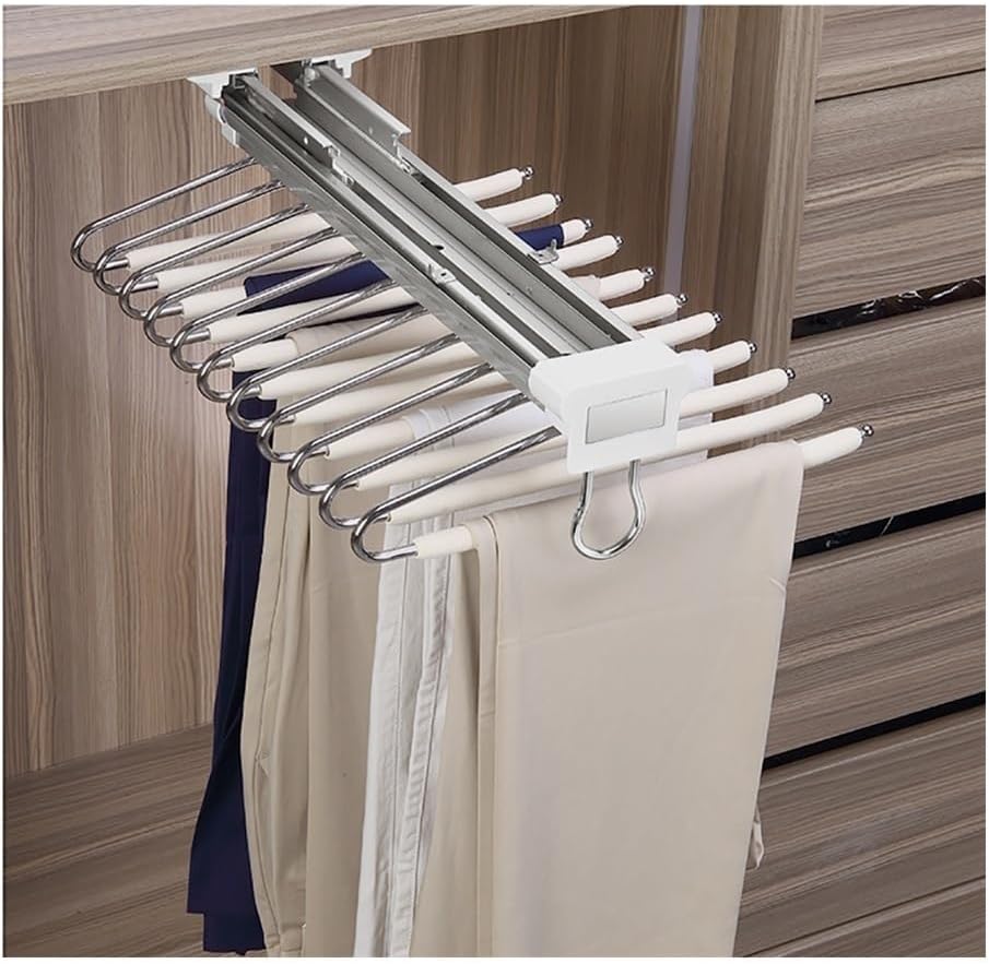 Amazon.com: ElicNa Retractable Closet Pull Out Rod Pull Out Pants Rack ...