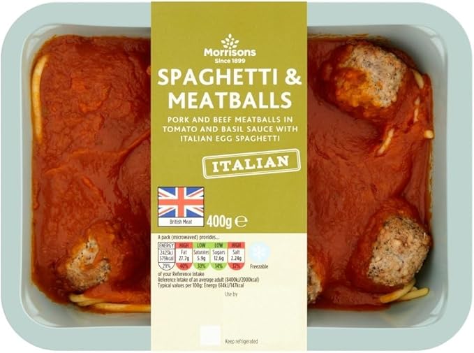Morrisons Italian Spaghetti & Meatballs 400g : Amazon.co.uk: Grocery