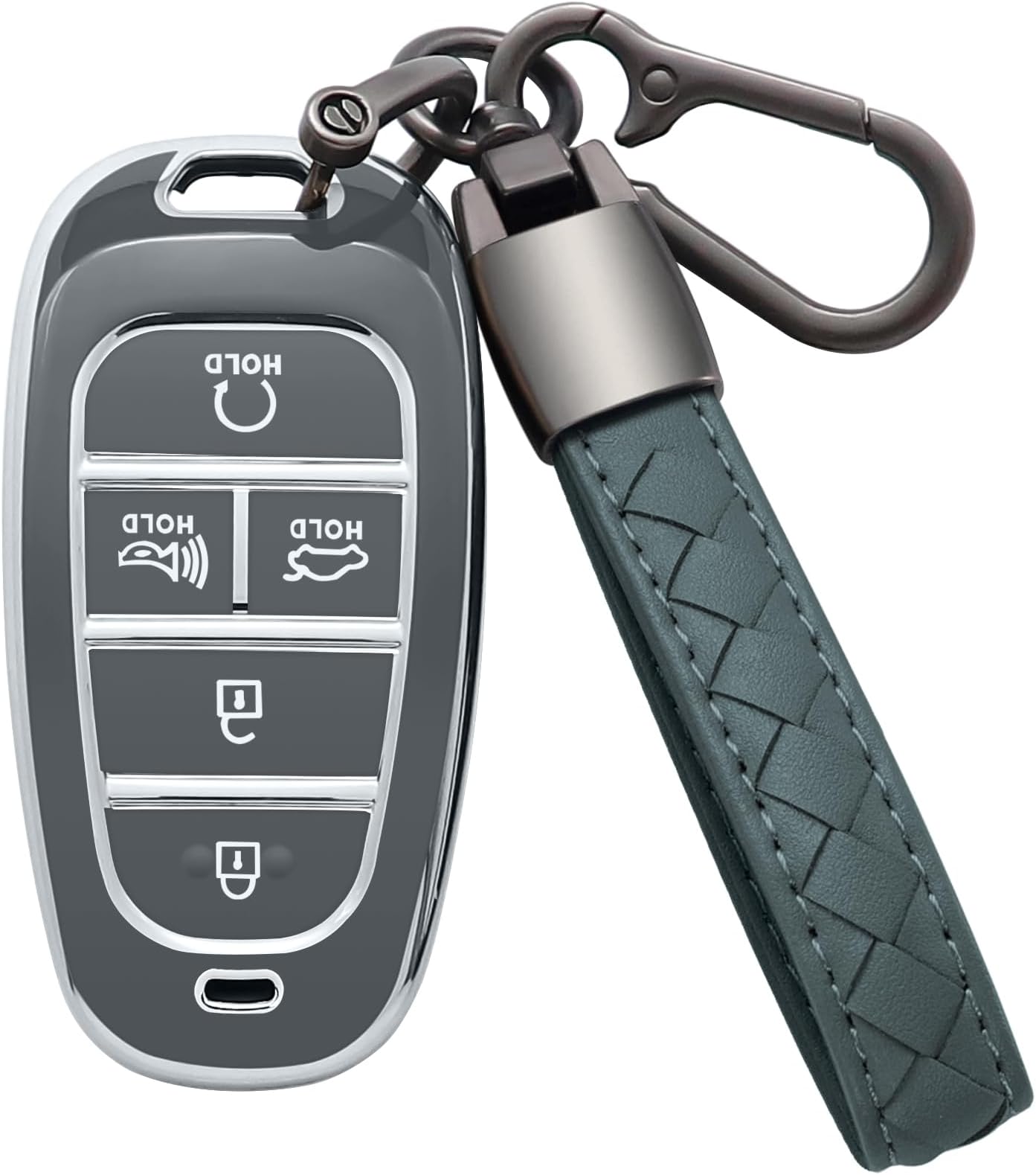 Amazon.com: Kirsnda for Hyundai key fob cover with Leather keychain ...