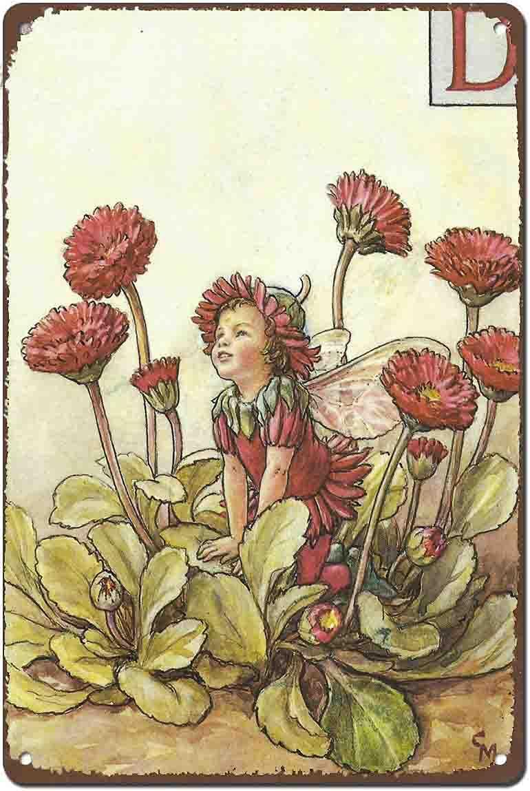 Amazon.com : Metal Tin Retro Sign Double Daisy Fairy Flower Fairies ...