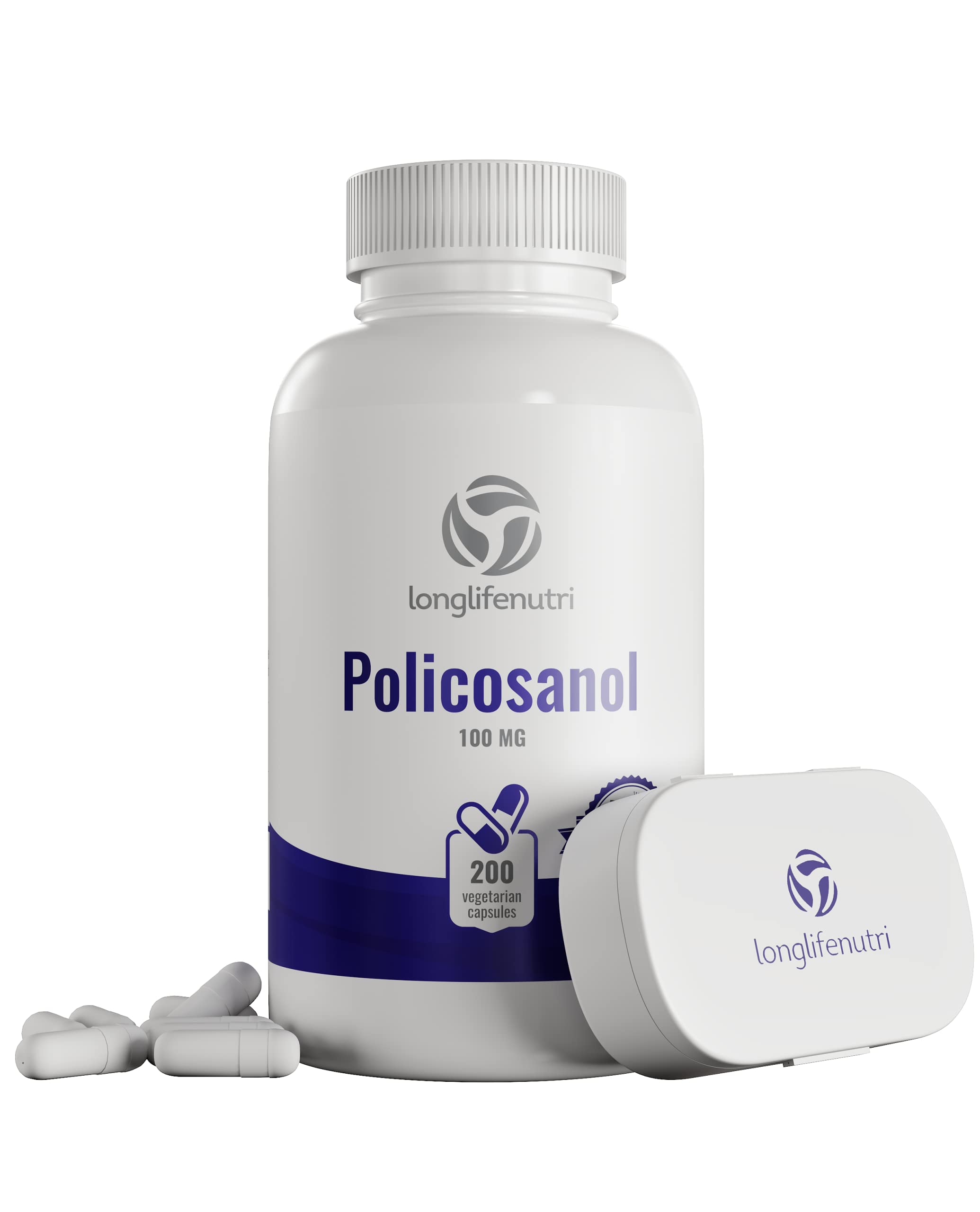 Amazon.com: LongLifeNutri Policosanol 100mg 200 Vegetarian Capsules ...