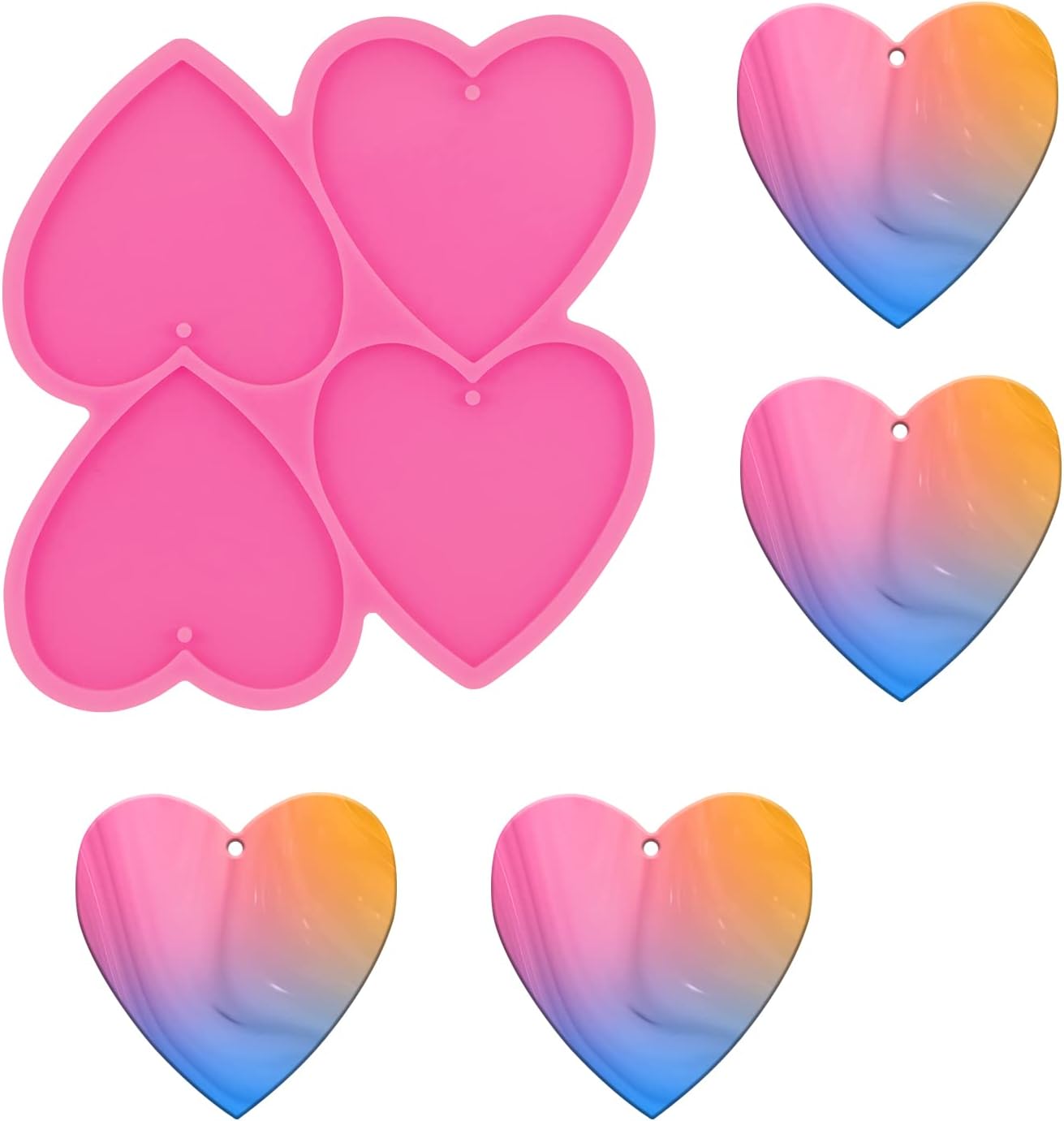 Amazon.com: Nifocc 6 PCS Heart Shape Resin Molds - Cute Heart Casting ...