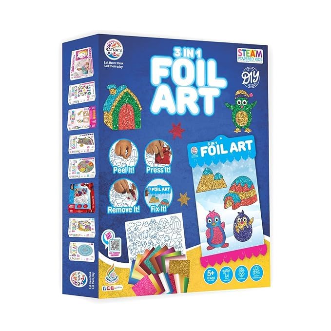 KIDSNEY 3 in 1 Foil Art DIY Creative Activity Kit, STEAM Powered Art ...