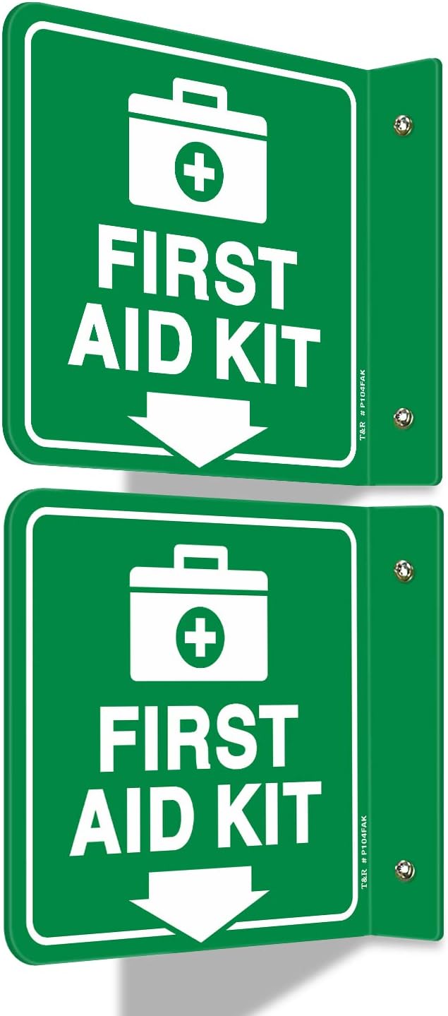Amazon.com : T&R First Aid Kit Sign, First Aid Kit with Down Arrow - 2 ...