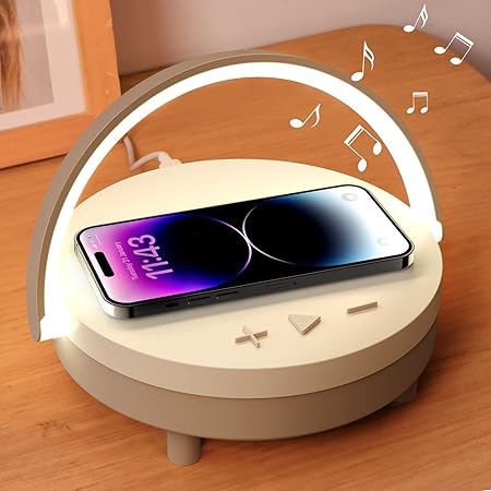 EZVALO LED Night Light, Music Bedside Lamp with Charger, 4 in 1 Touch ...