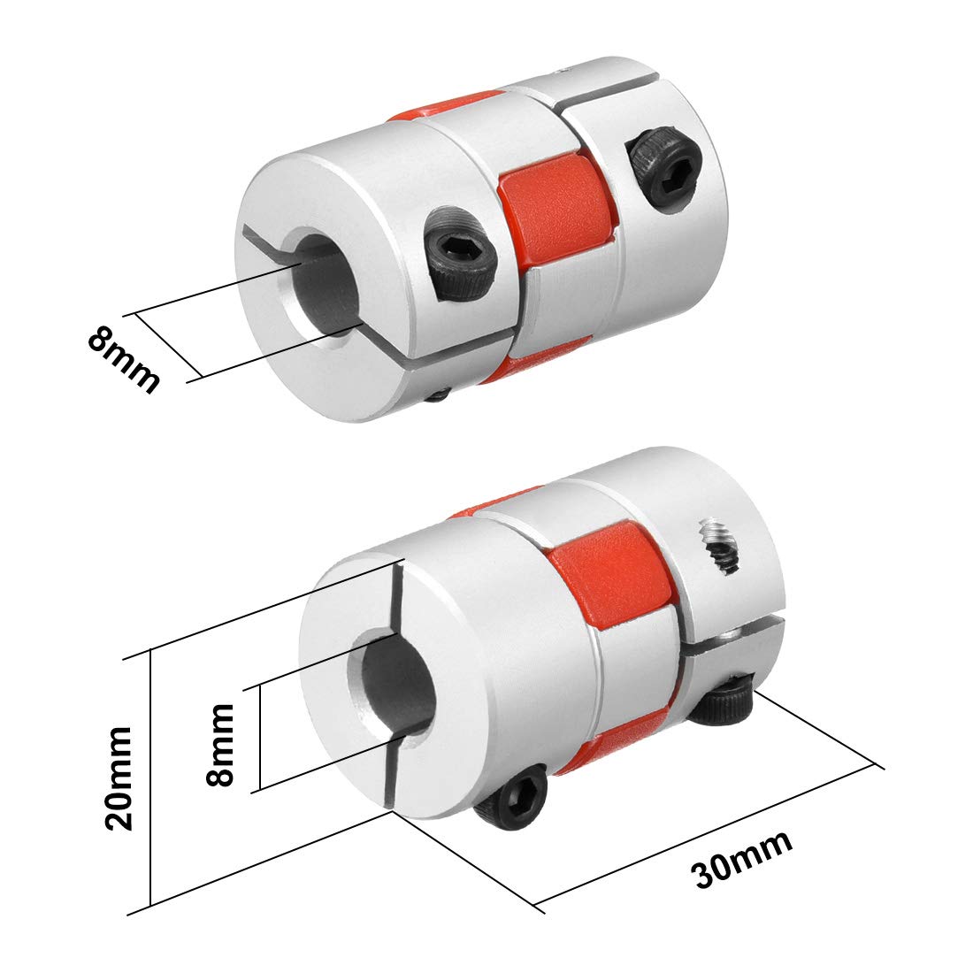 Snapklik.com : Uxcell Shaft Coupling 8mm To 8mm Bore L30xD20 Flexible ...