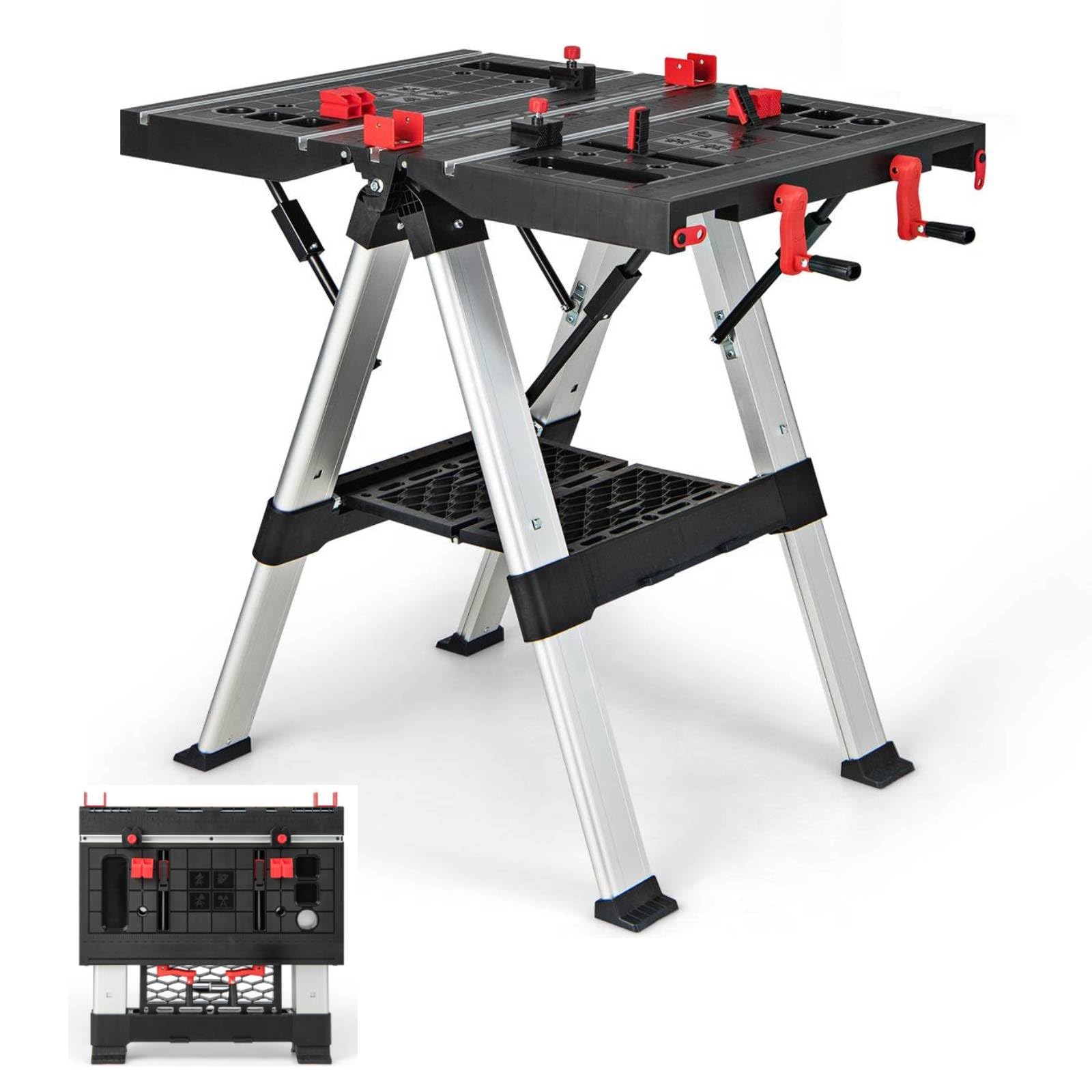 TANGZON Folding Workbench, Height Adjustable Flip-Top Work Bench Tool ...