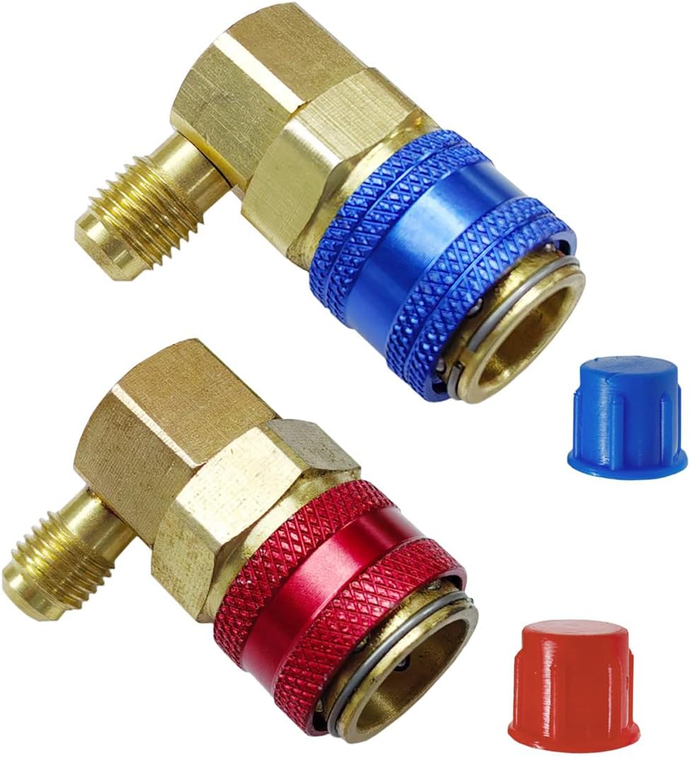 Amazon.com: AC R134a Quick Coupler Adapter, 90 Degree Angle High Low ...