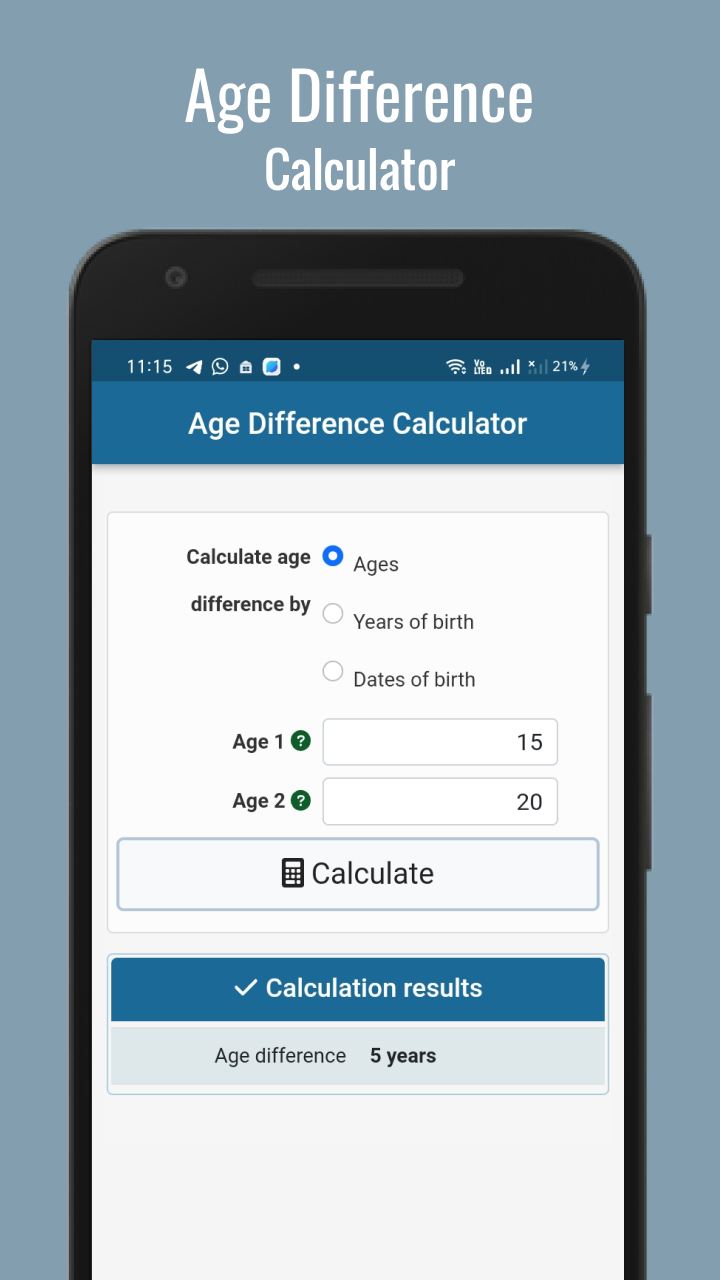 Age Difference Calculator - App on Amazon Appstore