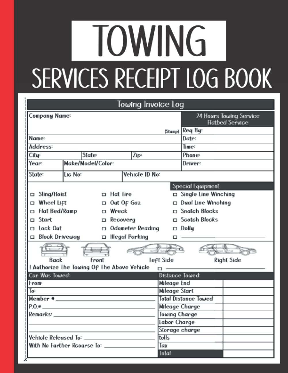 Amazon.com: Towing Services Receipt Log Book: Tow Truck Log Book, + 50 ...