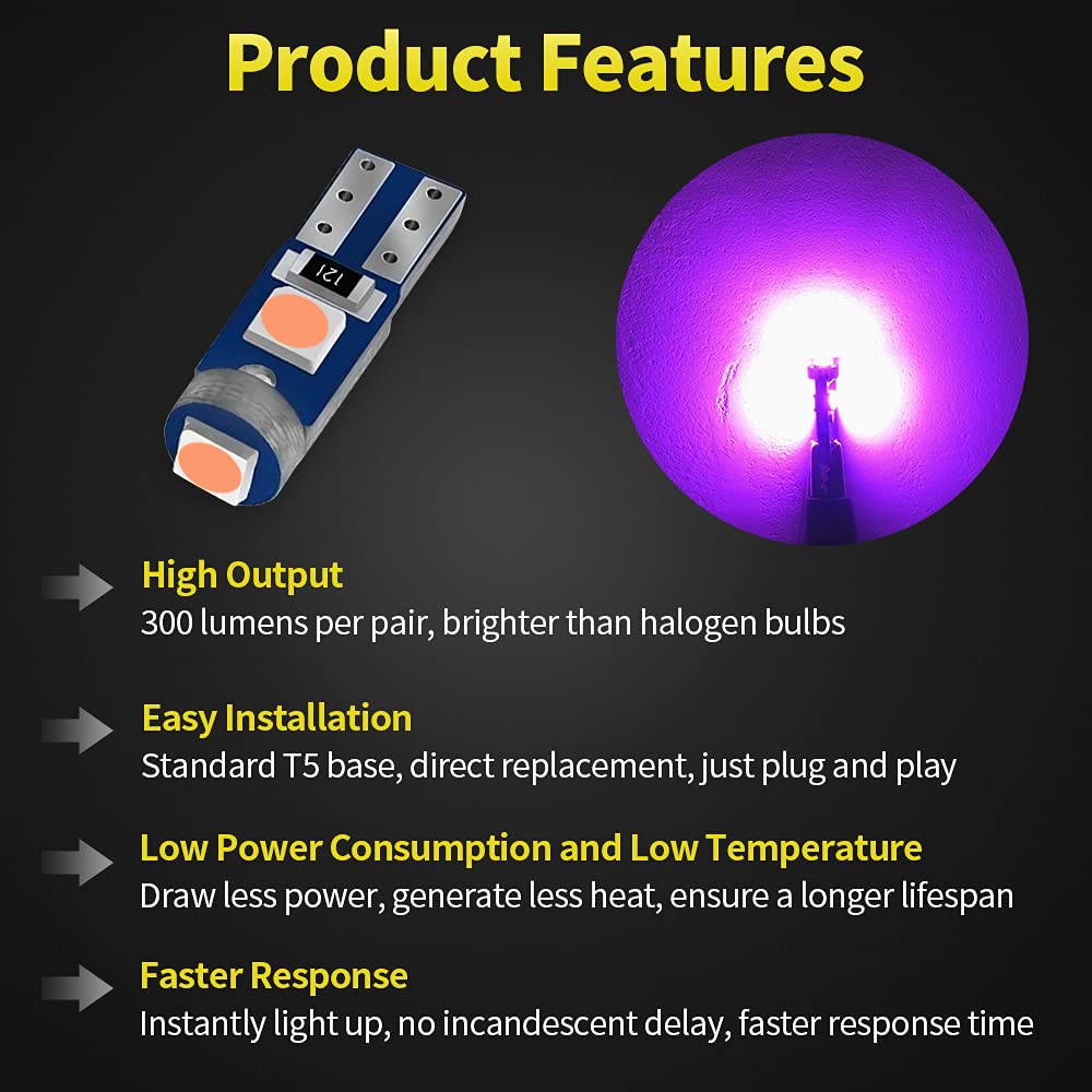 Snapklik.com : AUXLIGHT 20 Piece T5 LED Bulbs Dashboard Lights 3030 ...