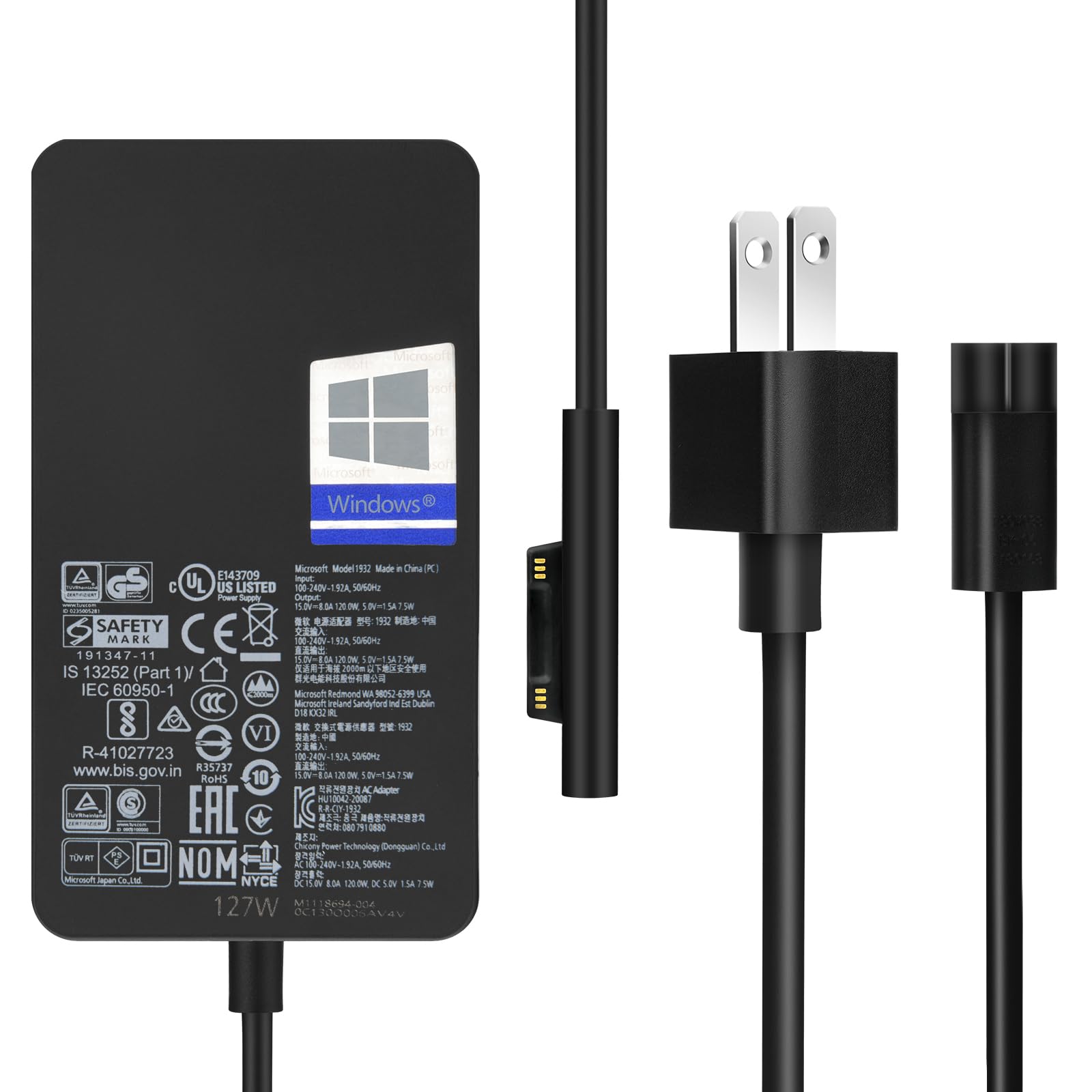 Amazon.com: 127W 15V 8A AC Charger for Surface Book 3 Book 2 1932 ...