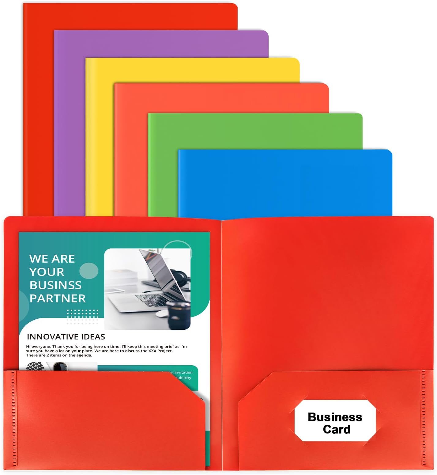 Amazon.com : HABGP 6 Plastic Folders with Pockets, Multi Colors Pocket ...