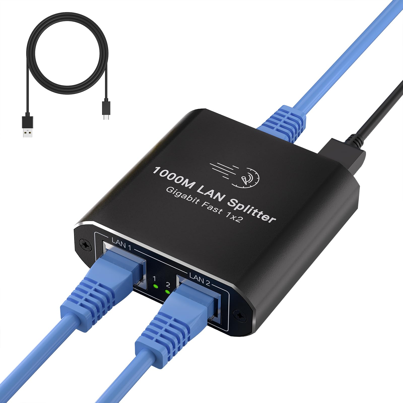 Ethernet Splitter 1 to 2 High Speed Network Switch 1000Mbps 2 Port ...