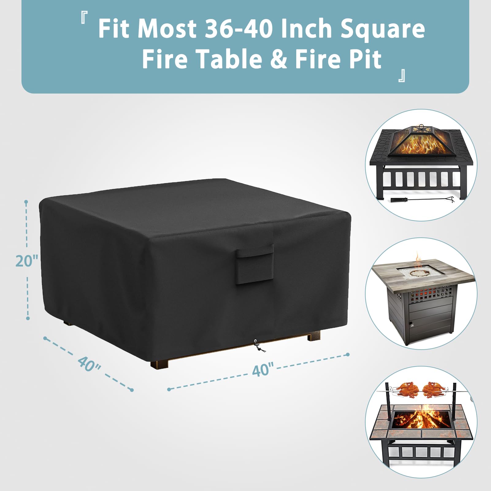 Snapklik.com : Square Fire Pit Cover, Fits For 36-40 Inch Gas Fire ...