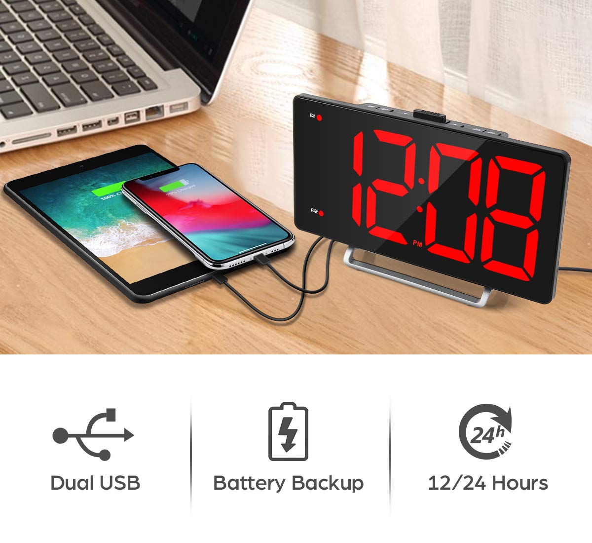 Digital Alarm Clock On Nightstand