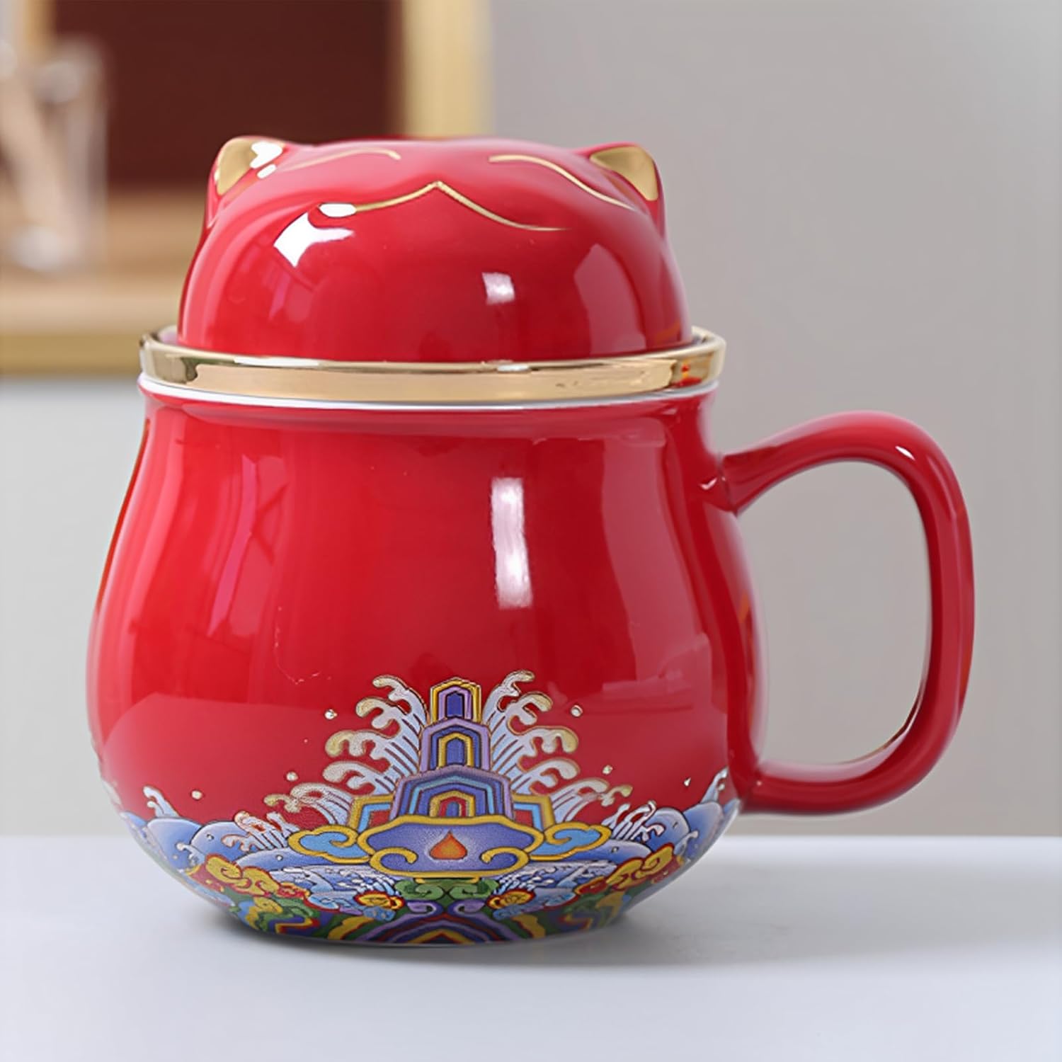 Amazon.com | SHELFLOVER Beautiful Tea Mug, White Porcelain Easy to ...