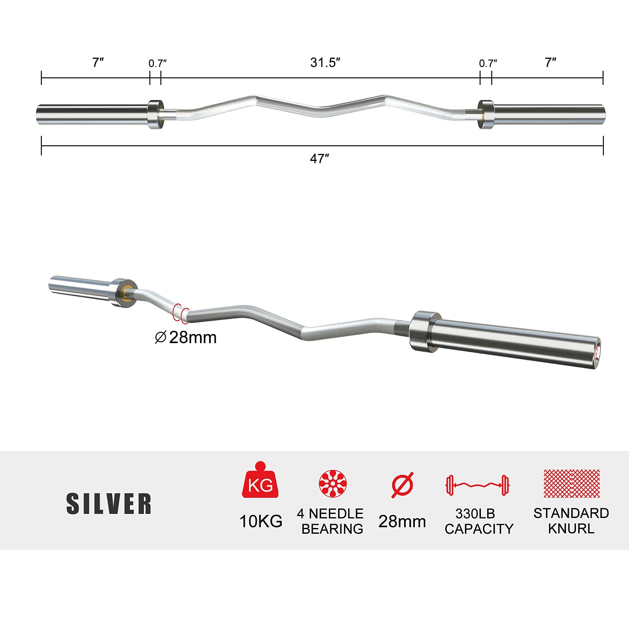 Snapklik.com : Olympic Barbell Curl Bar EZ Bar Strength Training Bar ...