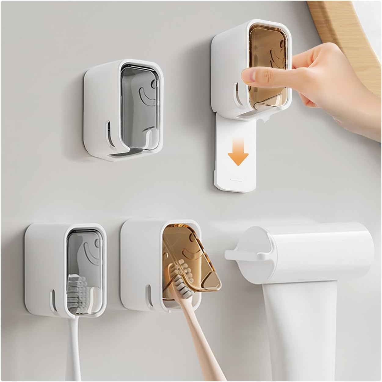 Amazon.com: EHERDM 4Pcs Toothbrush Holders and Toothpaste Dispenser ...