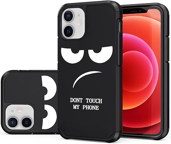 Amazon.com: LEEGU for iPhone 12 Mini / 13 Mini Case, Cute [Don't Touch My Phone] Shockproof Dual ...