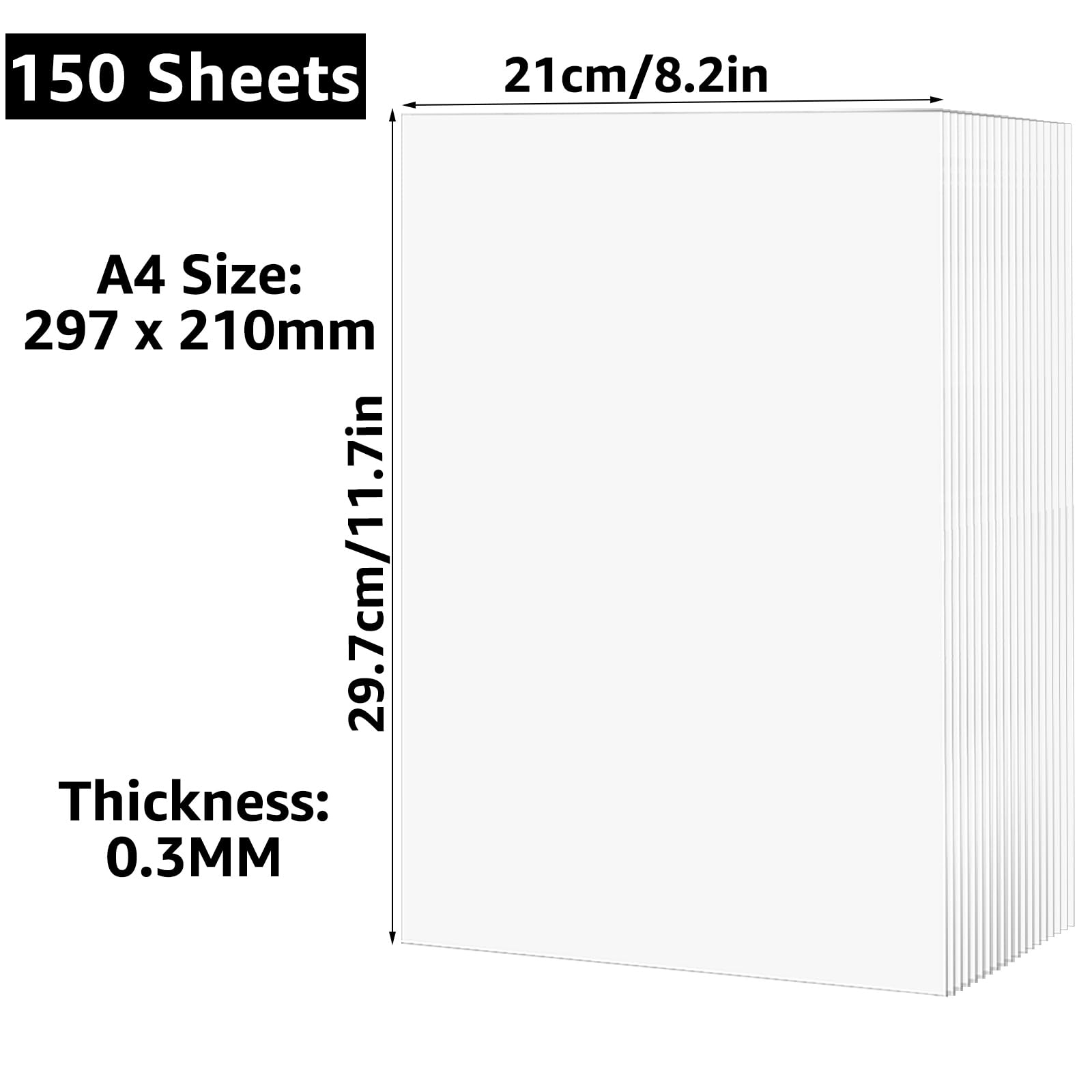 AKOLAFE White Card A4 Thick White Certificate Paper 150 Sheets White ...