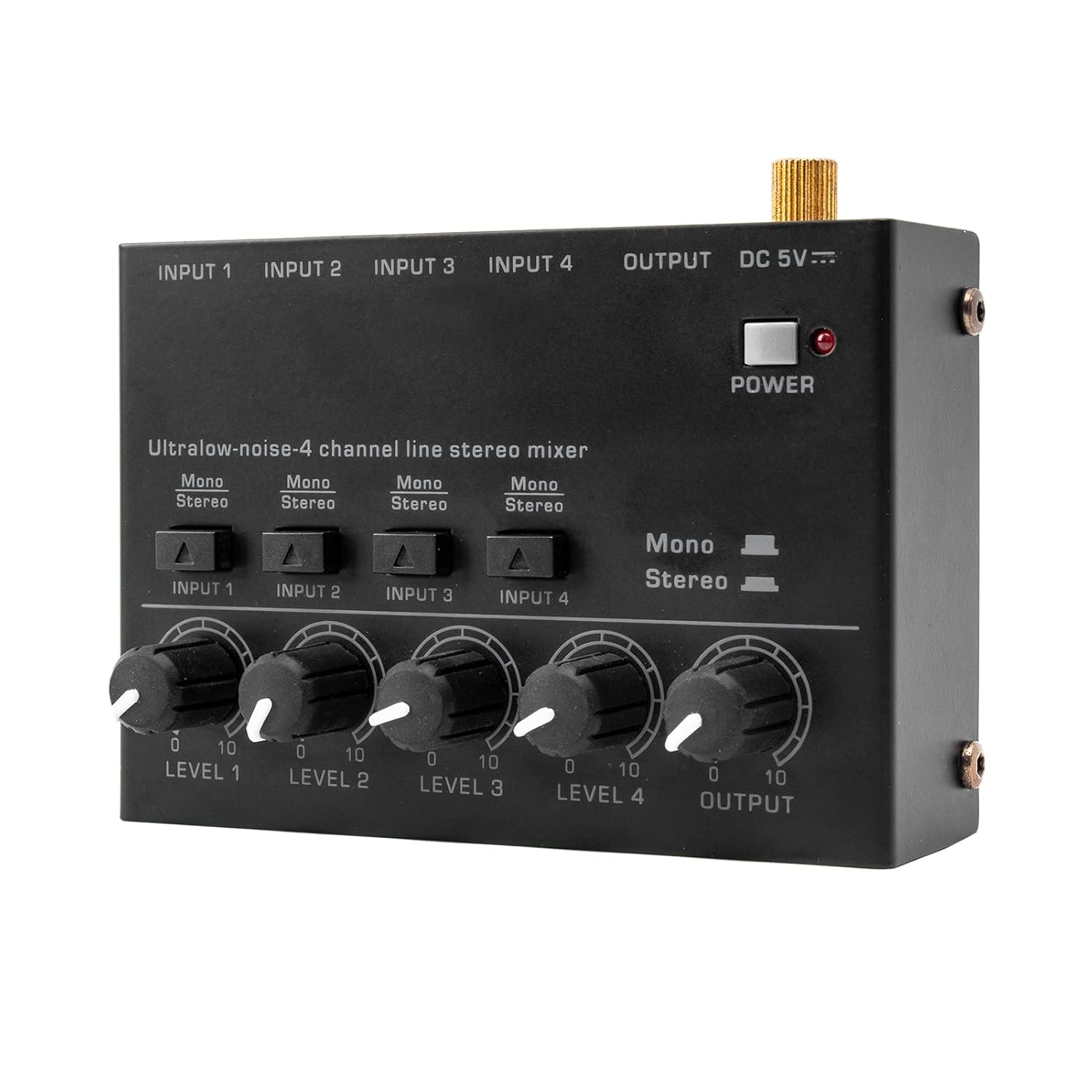 DOGOU Ultra Low Noise 4 Channel Line Stereo Mixer 4 Input 1 Output DC ...