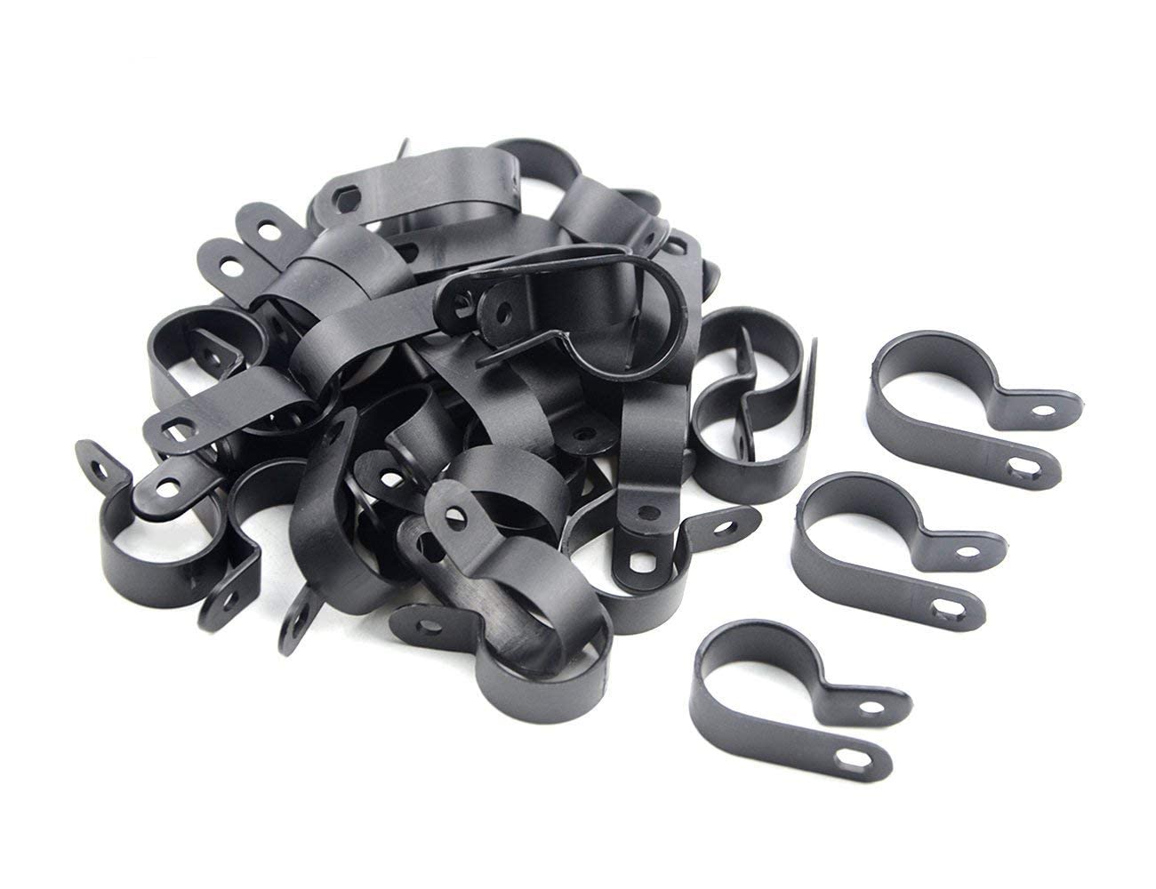 TOVOT 100PCS 3/4" R-Type Clip Cable Clips Black Nylon Screw Wire Clips ...
