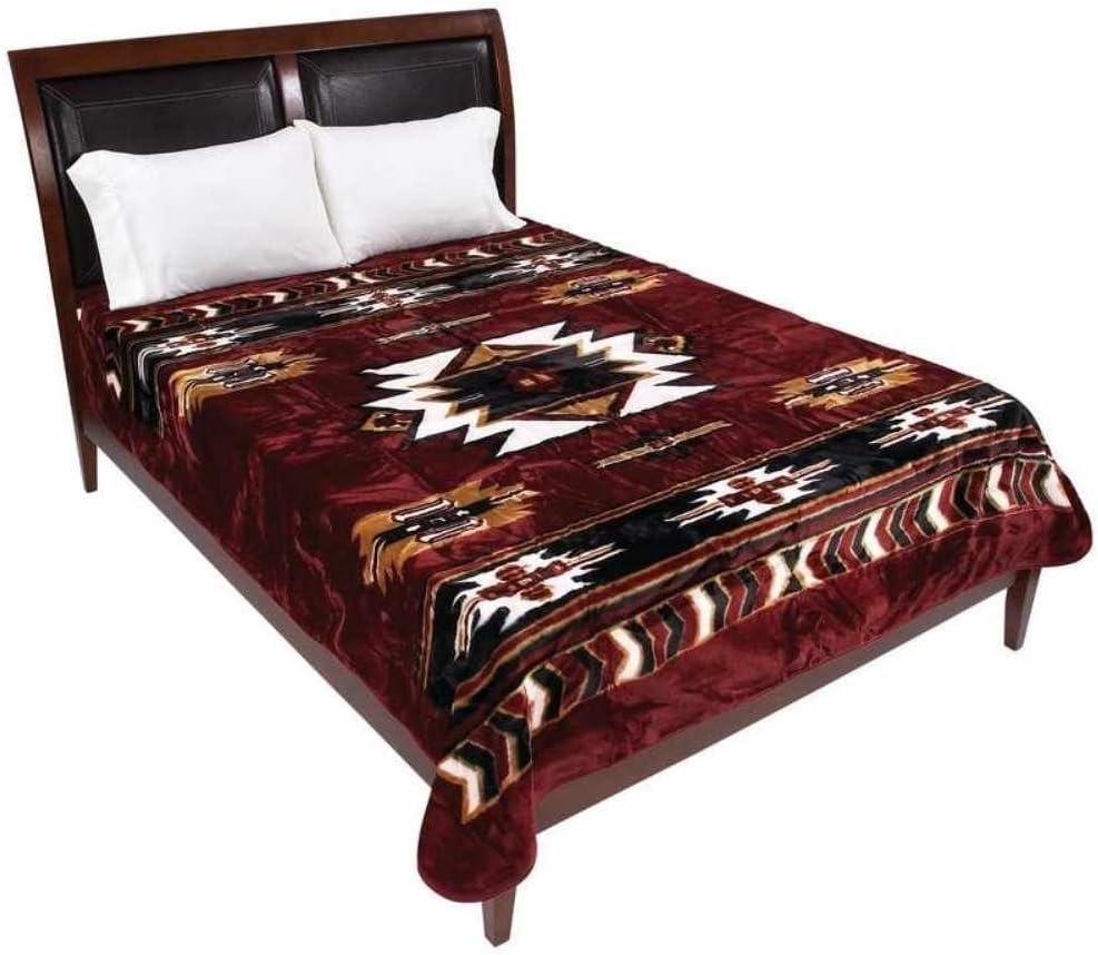 Amazon.com: Burgundy Native American Print Blanket : Home & Kitchen