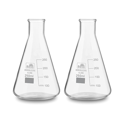 Bello Borosilicate 3.3 Glass Conical Flask 250 ml with Graduation Marks ...