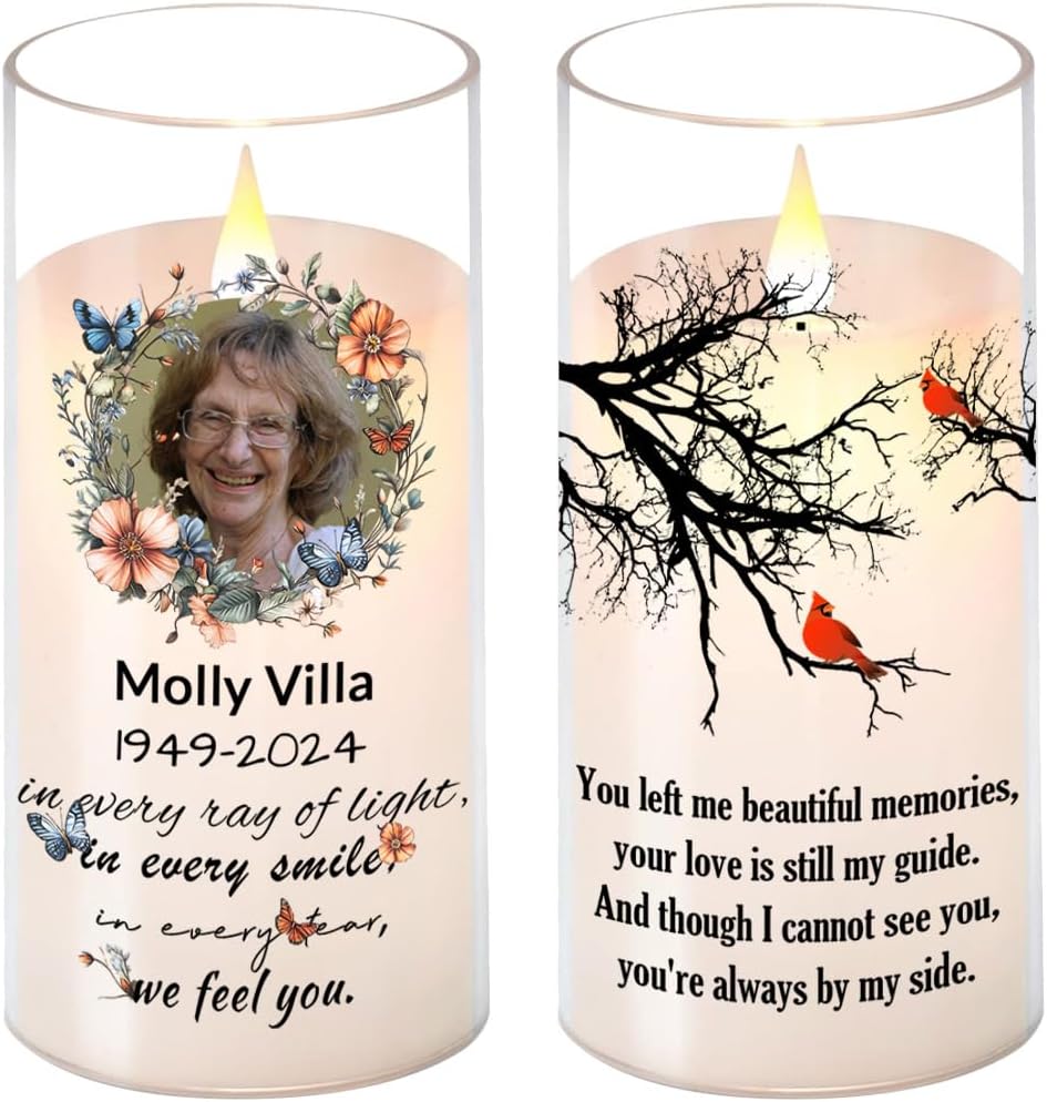 Amazon.com: Custom Memorial Flameless Candles with Photo Protrait Name & Date,Personalized ...