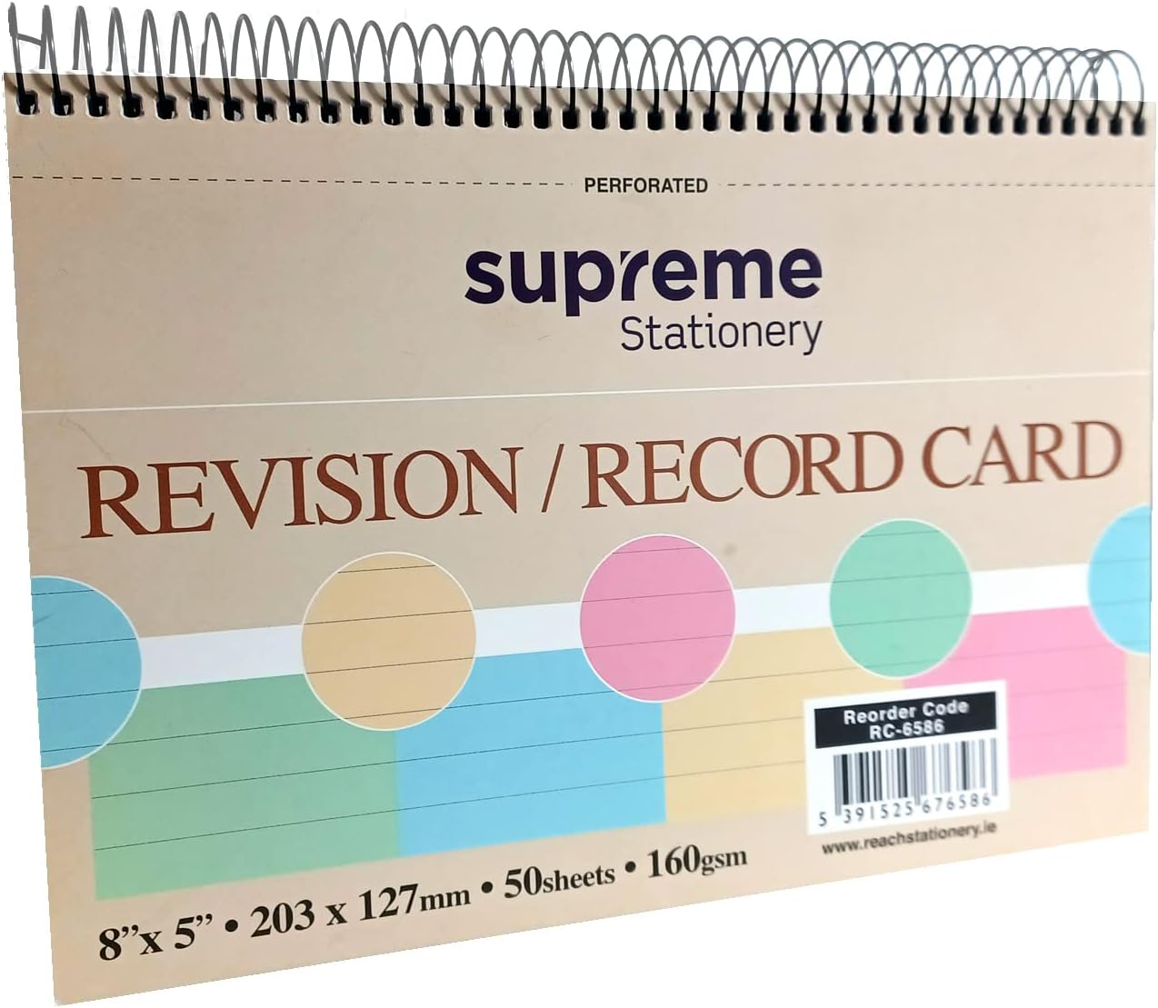 Revision/Record Ruled Card Perforated 160gsm 50 Colour Sheets - 8" x 5 ...