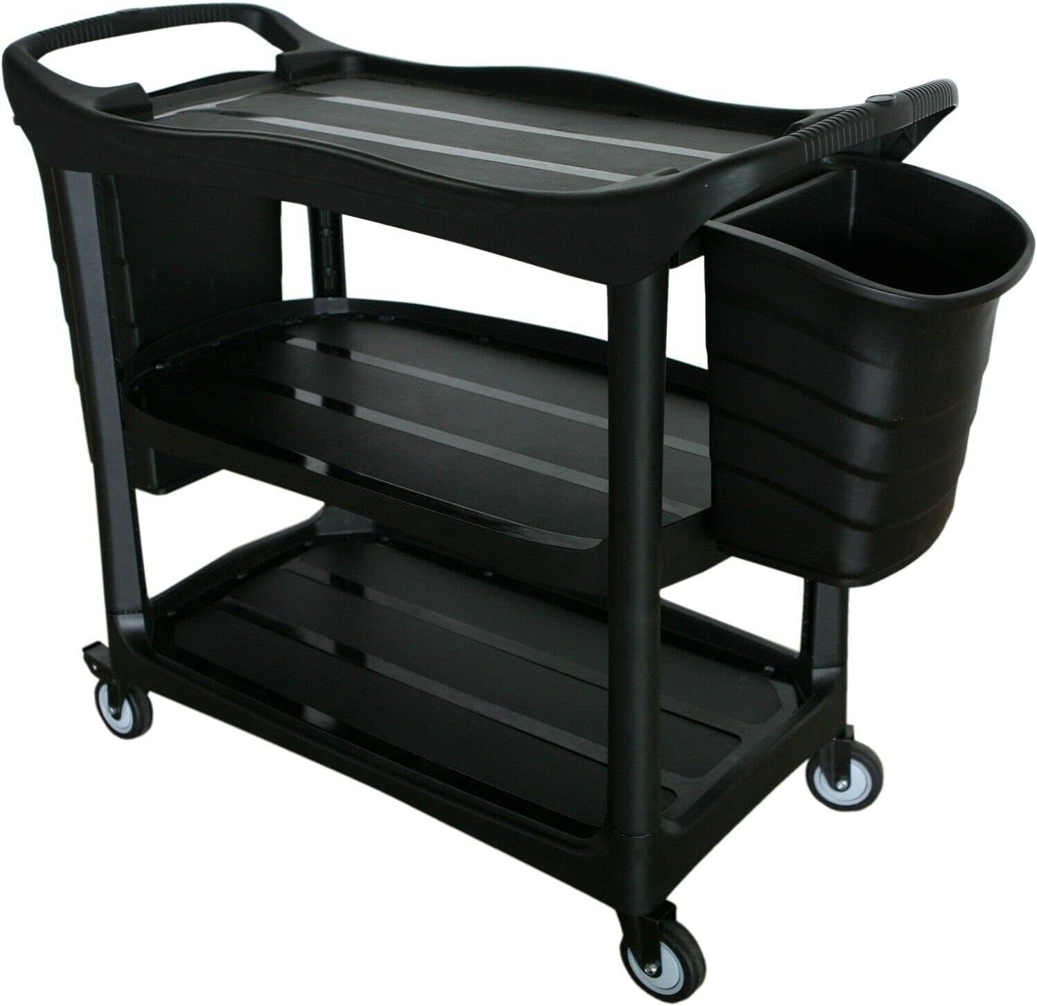 Heavy-Duty Commercial Storage Trolley on Wheels– 3 Durable Shelves, 2 ...