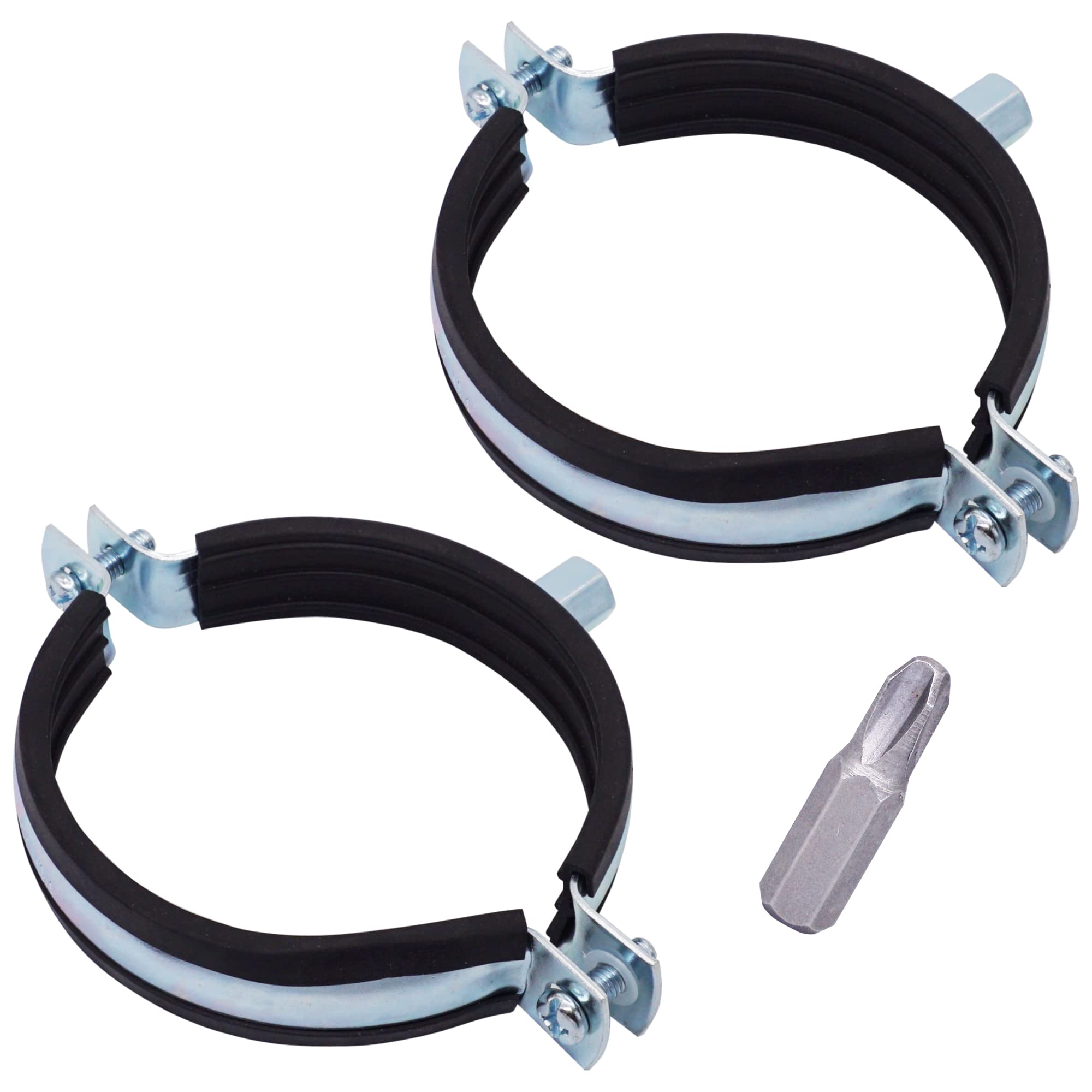 SKIR'CO (2 pcs) Pipe Brackets with Rubber Linings for 87-94 mm Pipes ...
