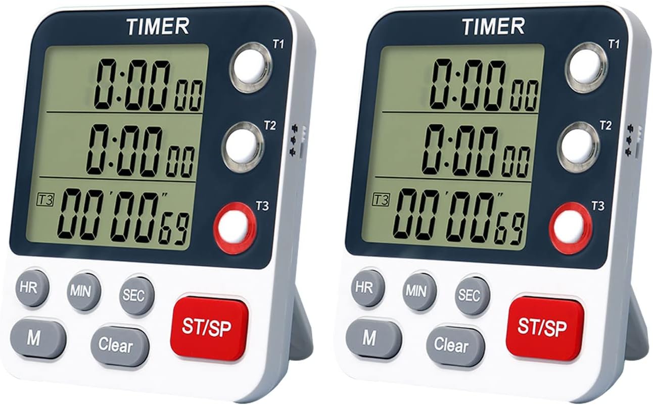 Amazon.com: SYWAN 2Pcs Digital Dual Kitchen Timer, 3 Channels Count UP ...