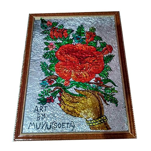 Saraswati Chitra Kala Flower Pot Wall Painting, 28.3x18x3.2cm : Amazon ...