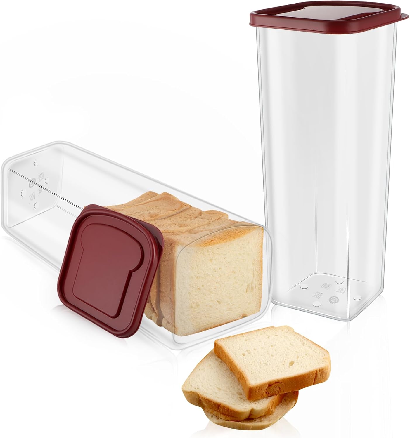 Amazon.com: MOLIGOU 2 Pack Bread Storage Container, Sandwich Bread ...