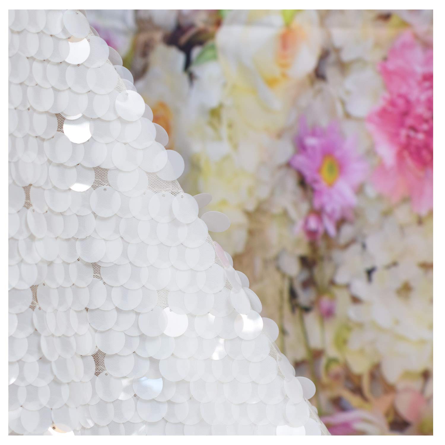 Off White Sequin Fabric
