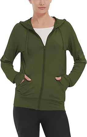 LETAOTAO Womens' Lightweight Zip Up Hoodies Stretch Thin Summer Jackets ...