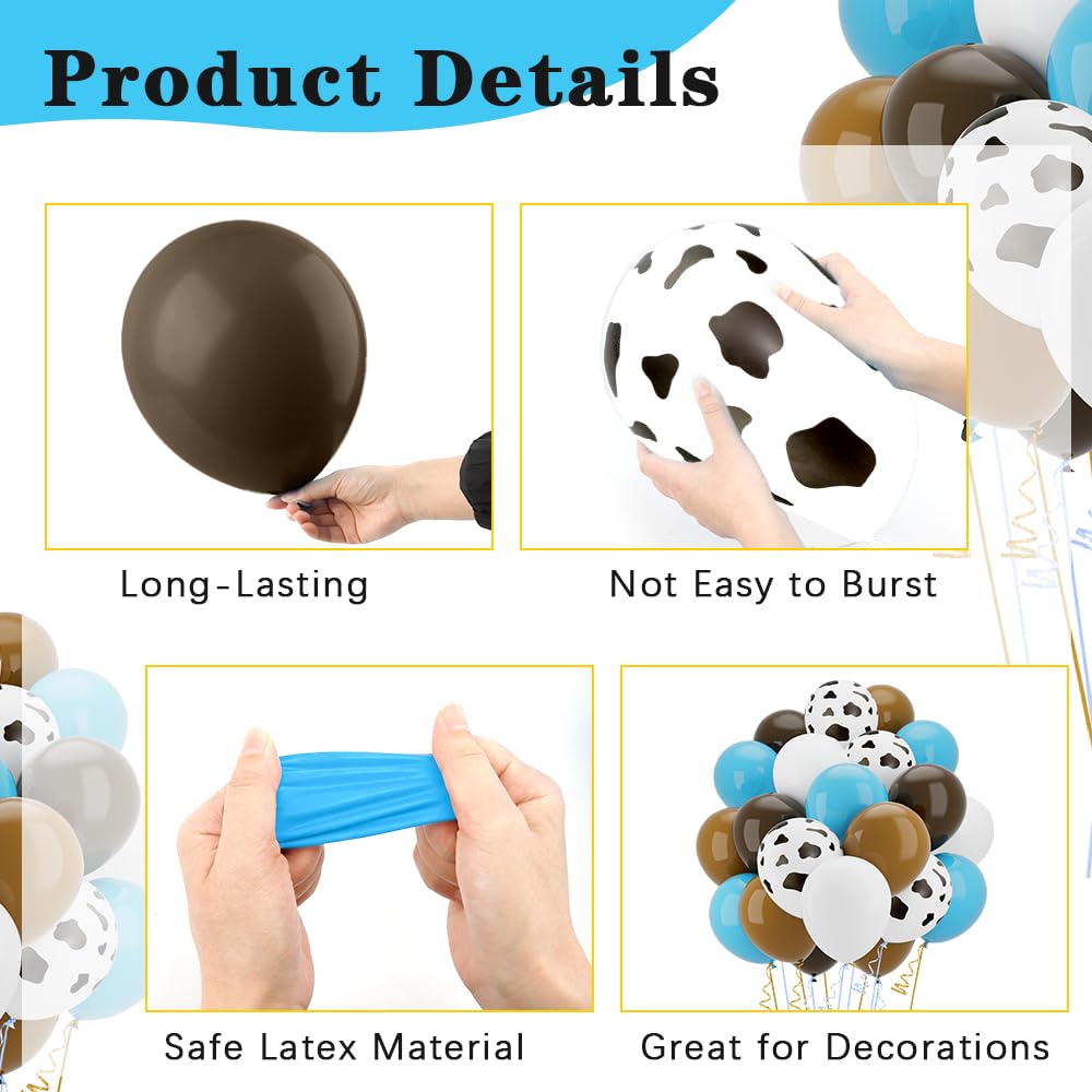 Snapklik.com : Cow Print Balloons, 60 PCS 12 Inch Light Blue Brown ...