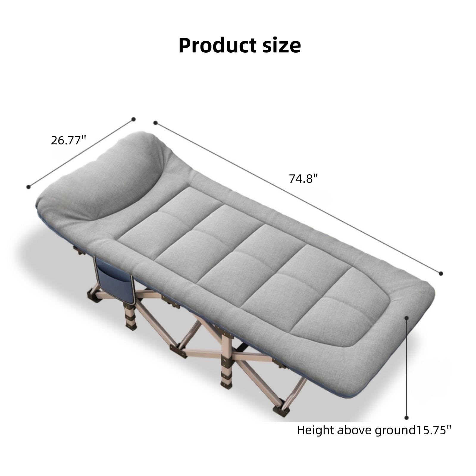 Pat pliabil, WALALLA, Otel/PVC/Panza Oxford, 48x190x71cm, Alb/Negru ...