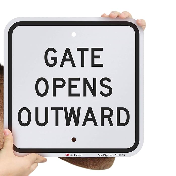 Buy SmartSign 12 x 12 inch “Gate Opens Outward” Metal Sign, 63 mil ...