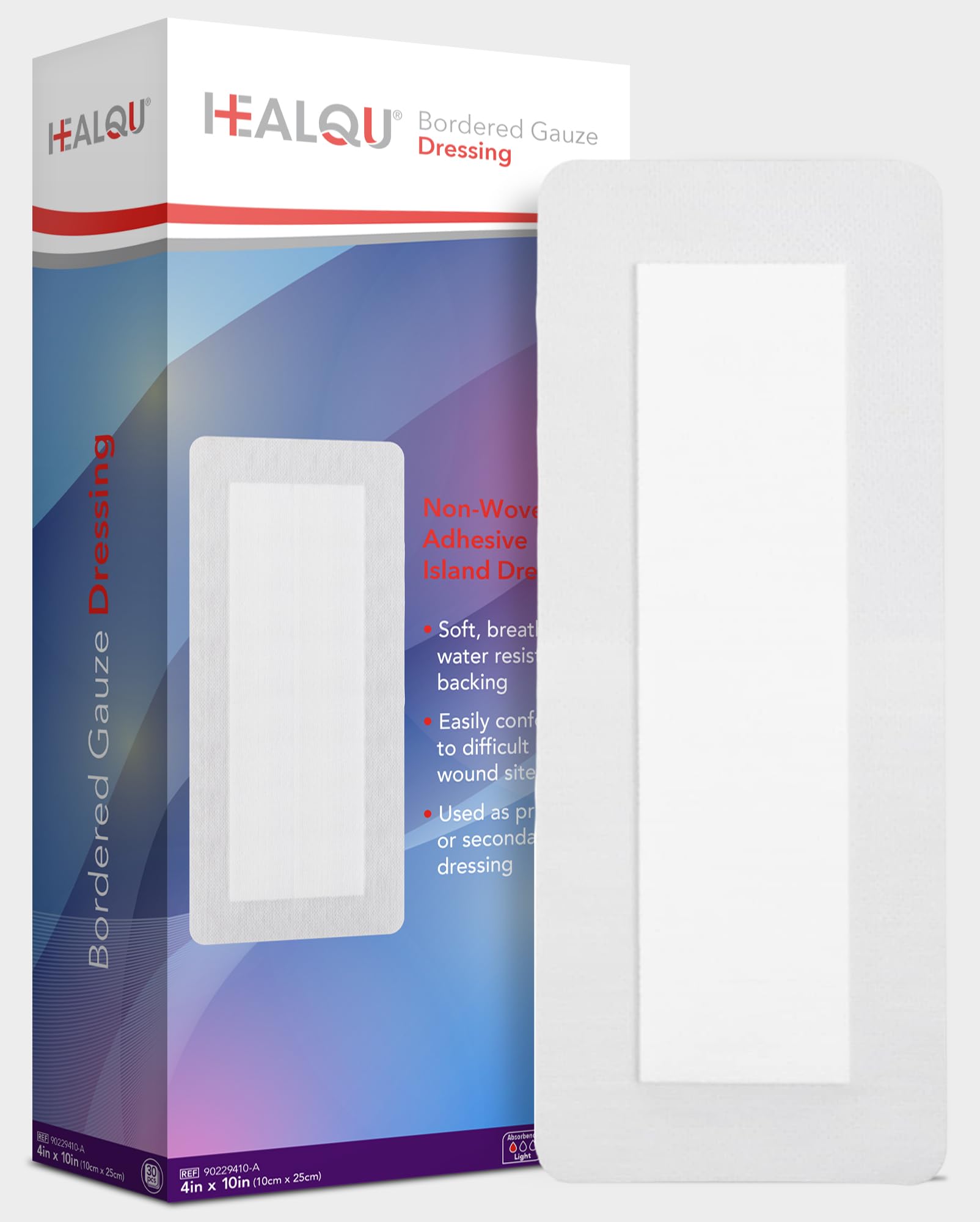 HEALQU Island Dressing - 4"x10", 30 Count - Bordered Gauze Sterile ...