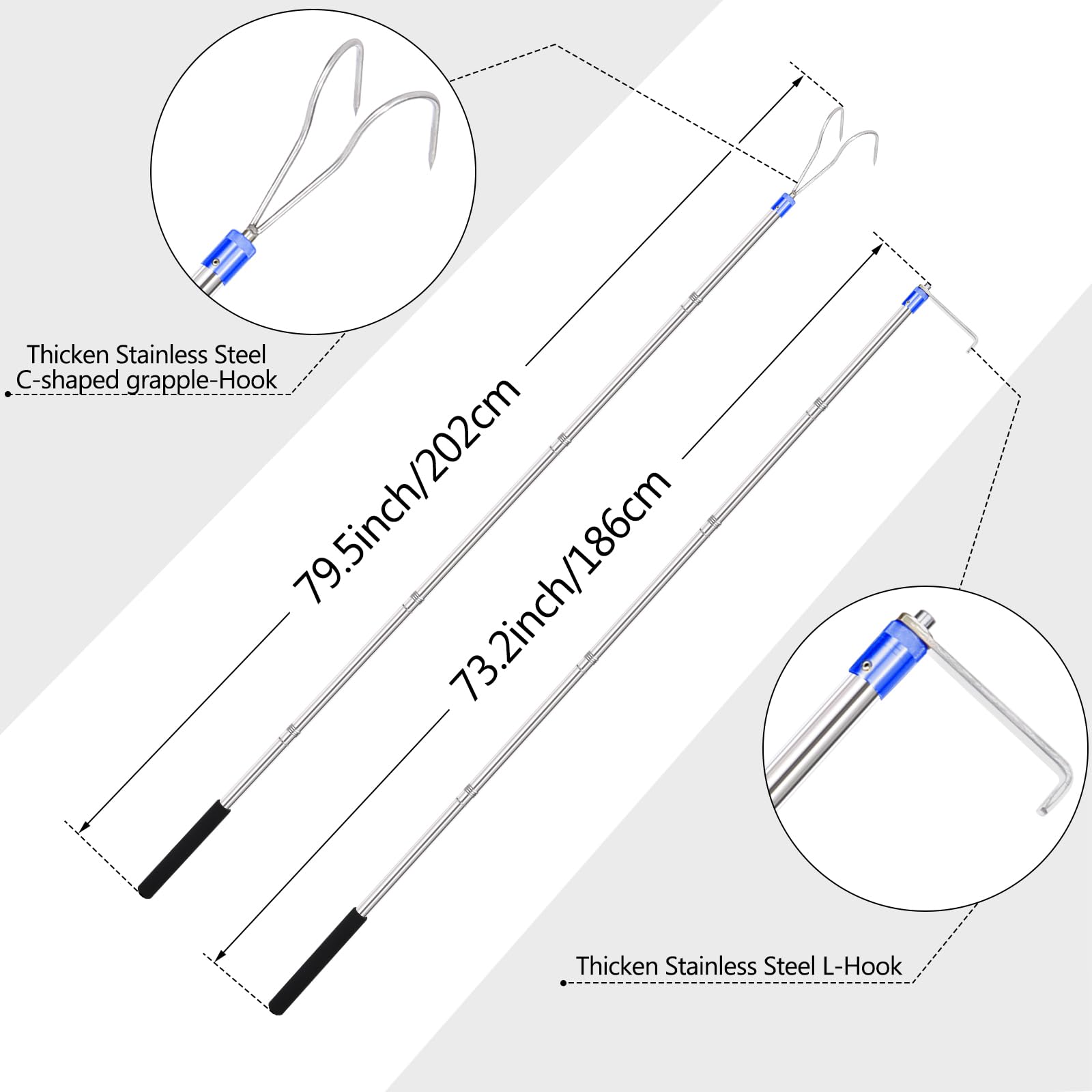 ISIVOVE 6-Foot Extended Adjustable Docking Truck Bed Hook with Pole ...