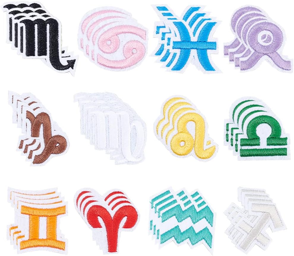 Amazon.com: FINGERINSPIRE 48 Pcs Zodiac Signs Applique Iron On/Sew on ...