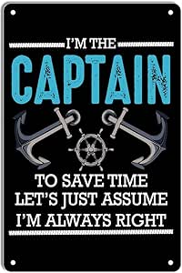 Amazon.com: Retro Tin Sign,Im The Captain Funny Boat,Metal Plaque ...
