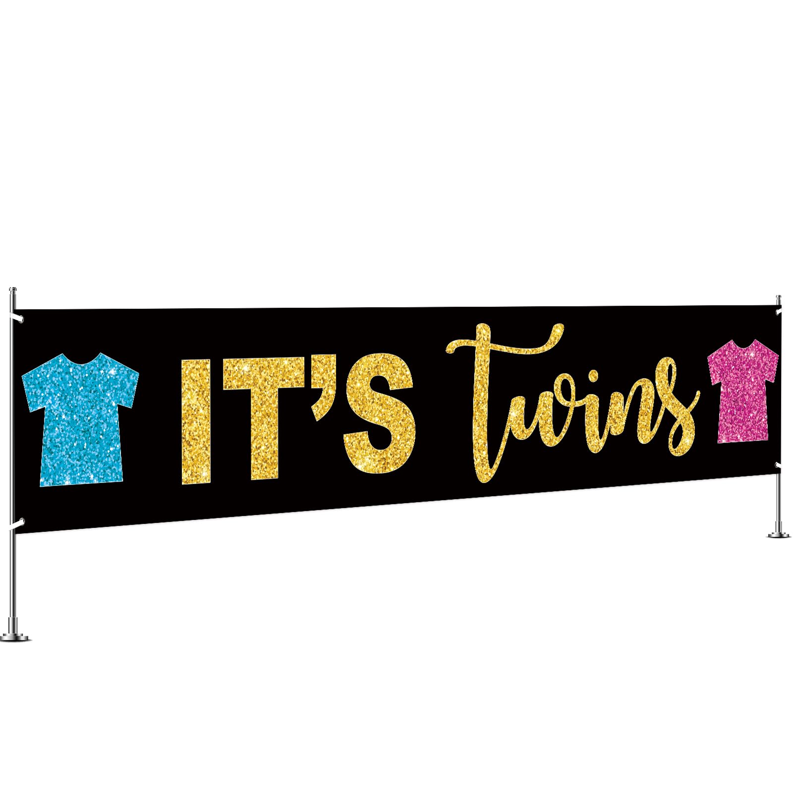 Amazon.com: It's Twins Large Banner, Twins Baby Shower Yard Banner, We ...