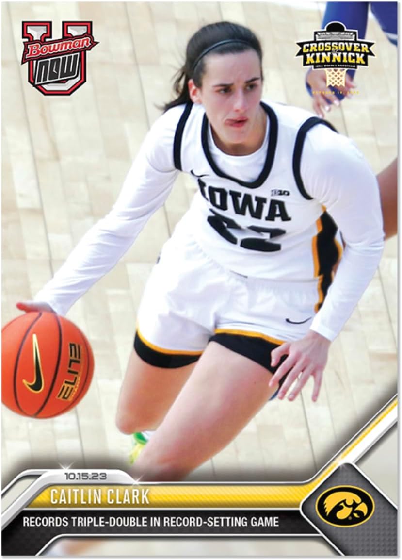 Amazon.com: 2023 Bowman U Now Caitlin Clark #UI2 -Records Triple-Double in Record-Setting Game ...