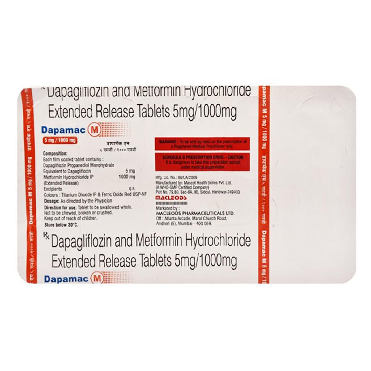 Dapamac M 5mg / 1000mg - Strip of 10 Tablets : Amazon.in: Health ...