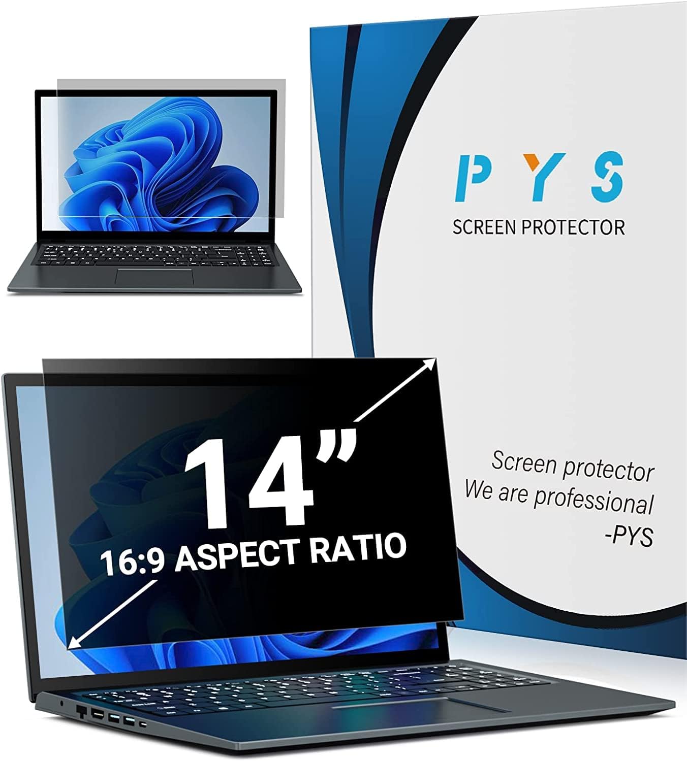 Laptop Privacy Screen 14 Inch 16:9 Computer Monitor, Anti Glare Blue ...